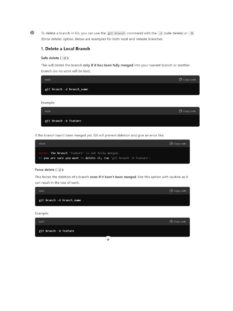 Delete A Branch | PDF
