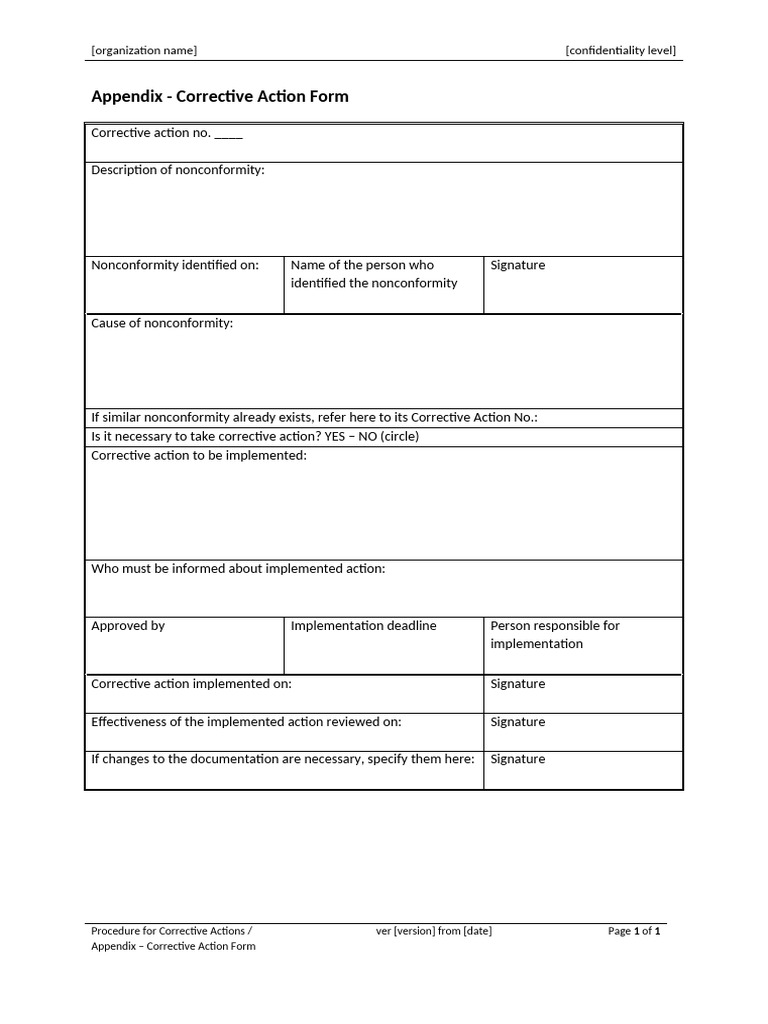 Appendix Corrective Action Form-200618-123917 | PDF