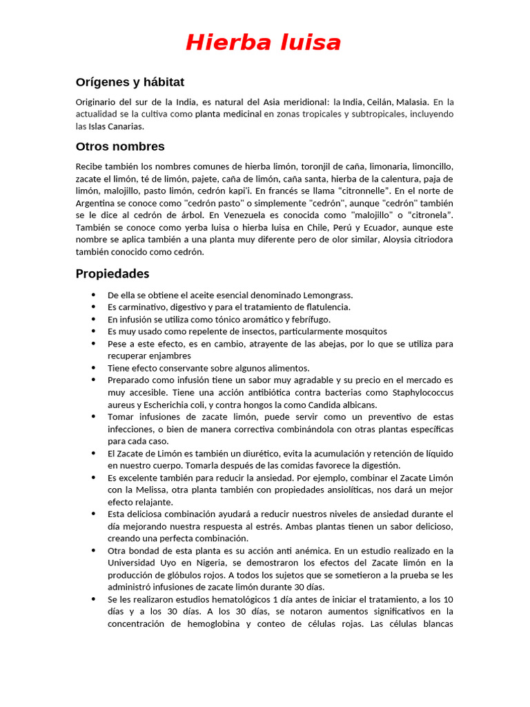 Proyecto Hierba Luisa | PDF