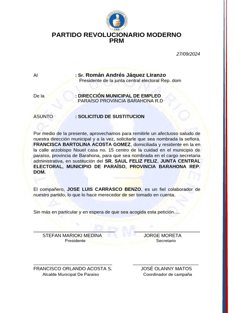 CARTA DEL PRM 3 Mama de Neto | PDF