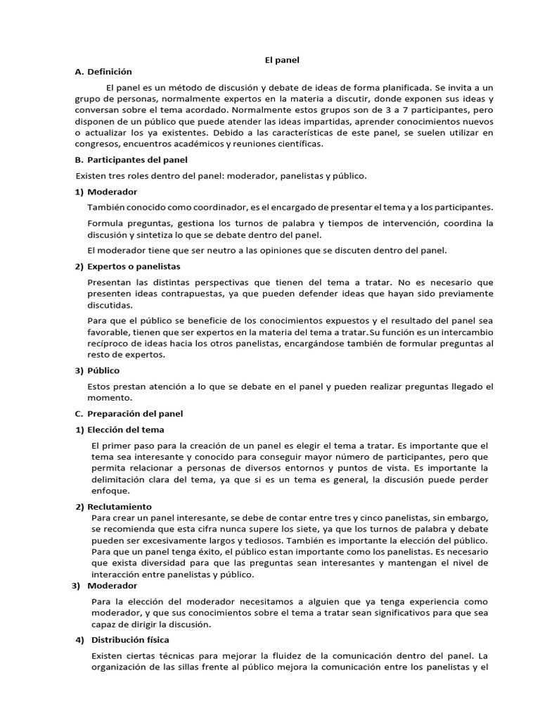El Panel-Técnica de Comunicación Grupal | PDF
