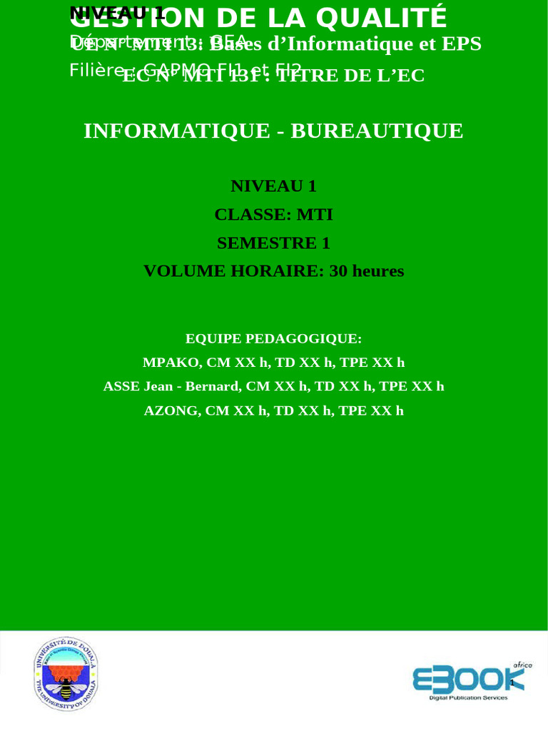 Bureautique ::informatique 2022:2023 Gmi Gte Gim FI:FA | PDF