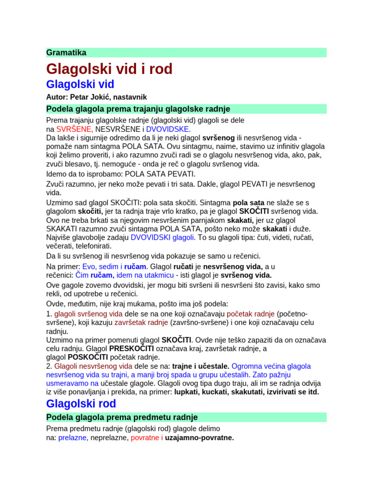 Glagolski Vid I Rod | PDF