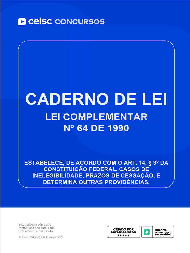Lei Complementar Nº 64 - 1990 | PDF