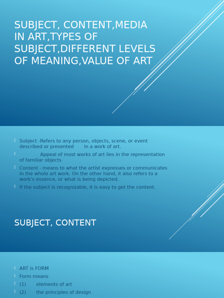 Subject, Content, Media in Art, Types of Subject, Different Levels ...