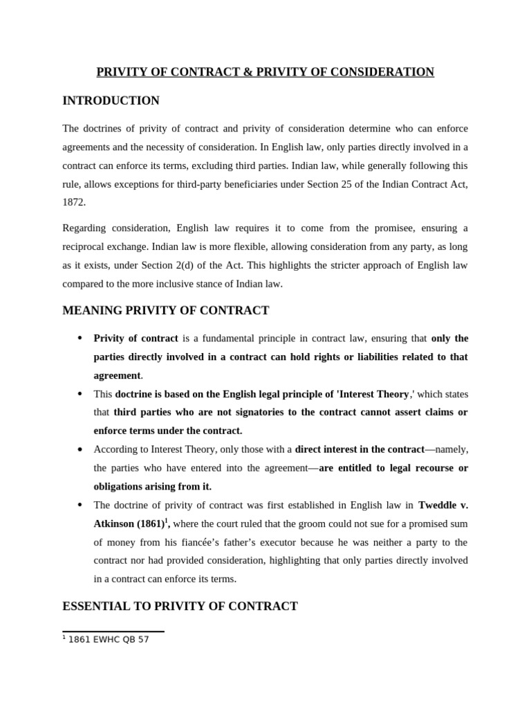 Privity of Contract | PDF
