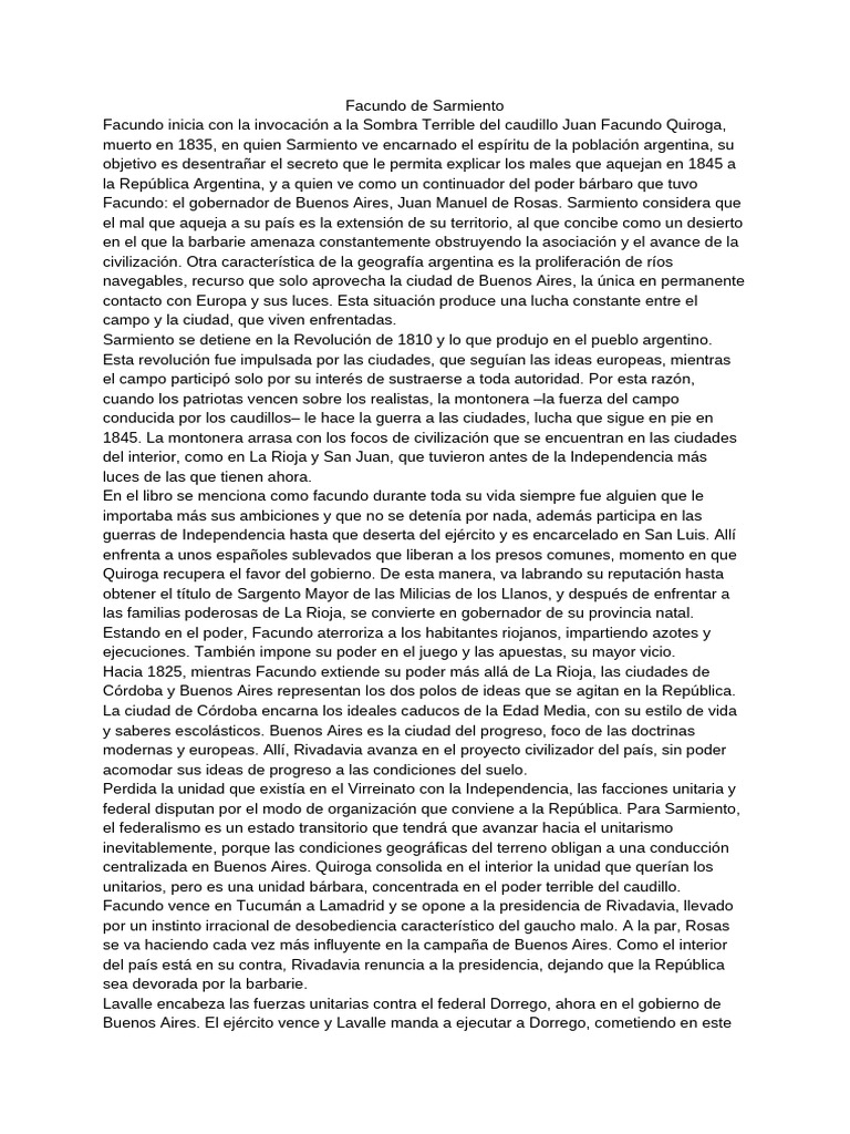 Facundo de Sarmiento | PDF