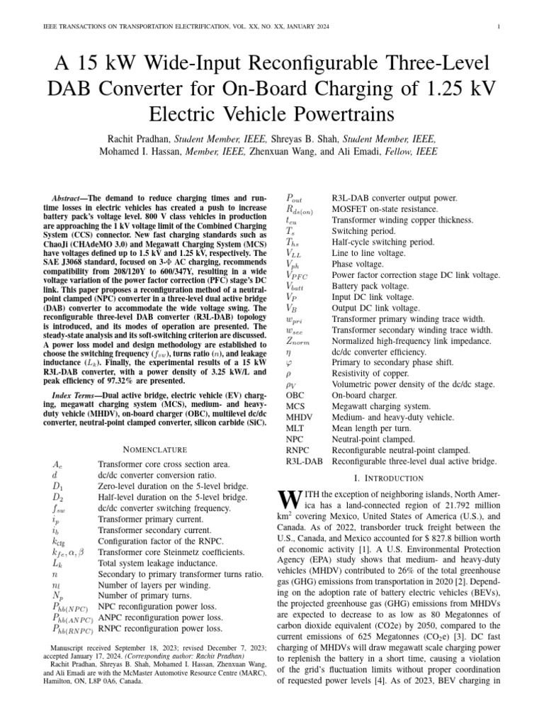A 15 KW Wide-Input Reconfigurable Three-Level DAB | PDF | Battery ...