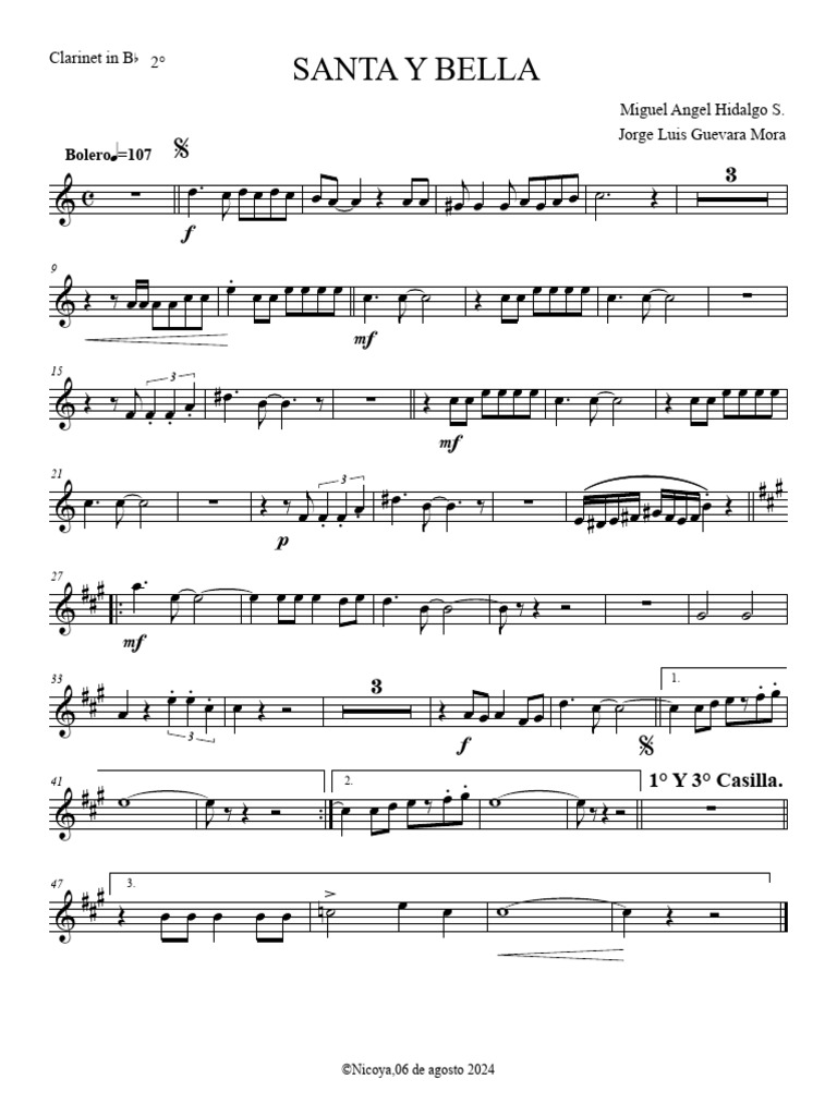 SANTA Y BELLA XXXX2024 - Clarinet in BB 2 - Clarinet in BB | PDF