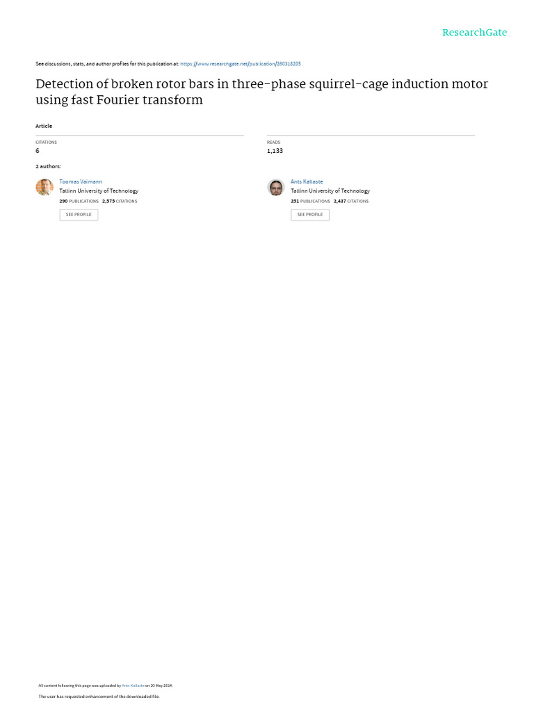 Detection Of Broken Rotor Bars In Three Phase Squi Pdf Electric Motor Electromagnetism