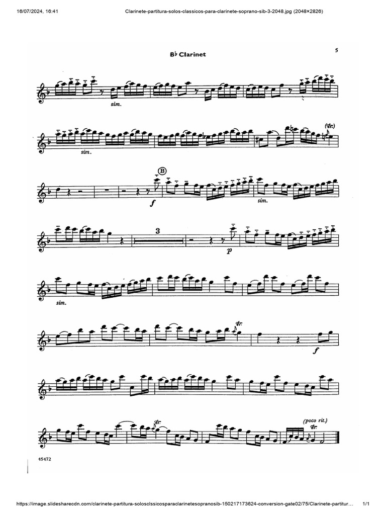Clarinete Partitura Solos Classicos para Clarinete Soprano Sib 3 2048 | PDF
