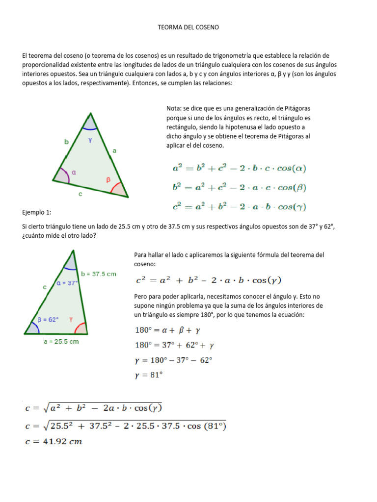 Teorema Del Coseno | PDF