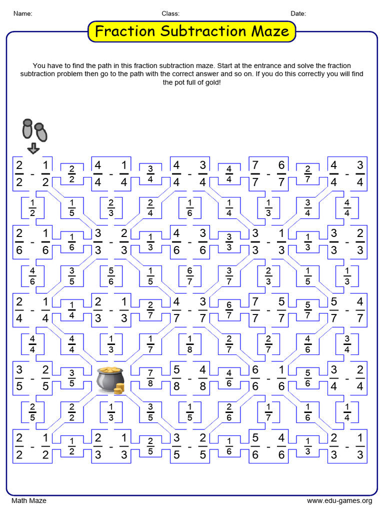 Fraction Subtraction Maze | PDF