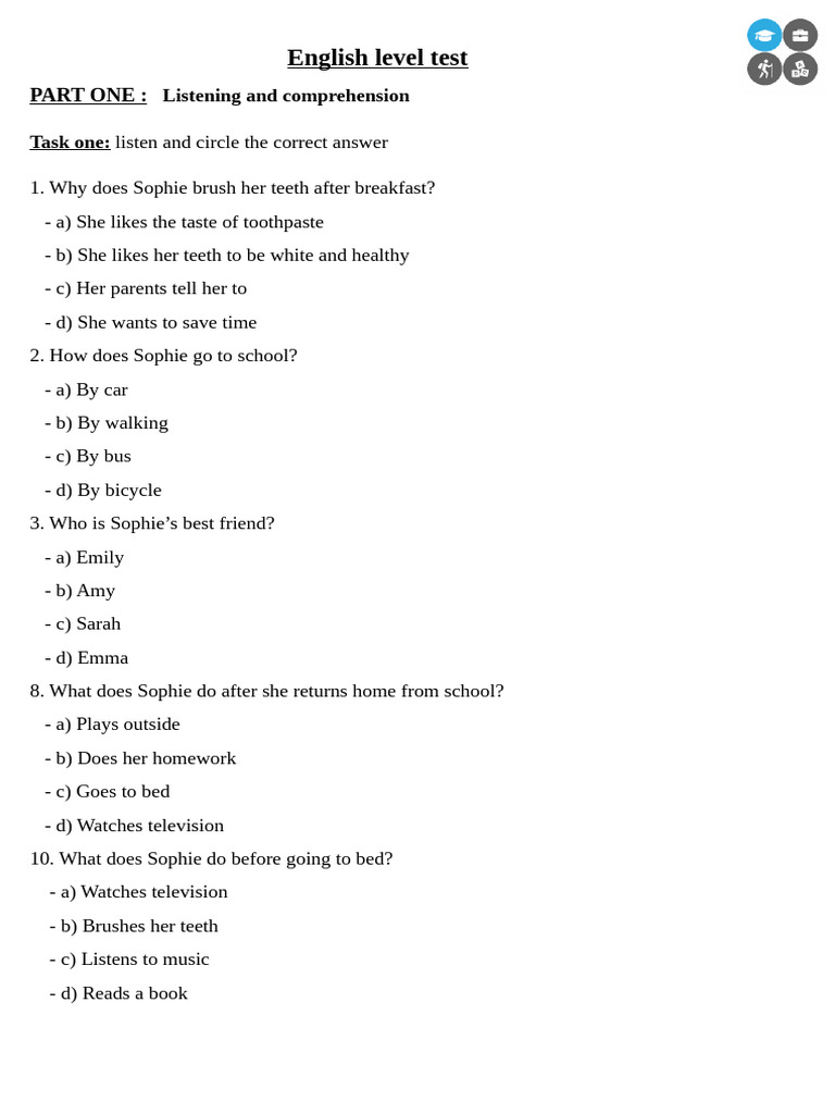 ADO Level English Test Guide | PDF | Linguistics