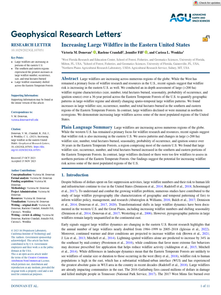 Geophysical Research Letters - 2023 - Donovan - Increasing Large ...