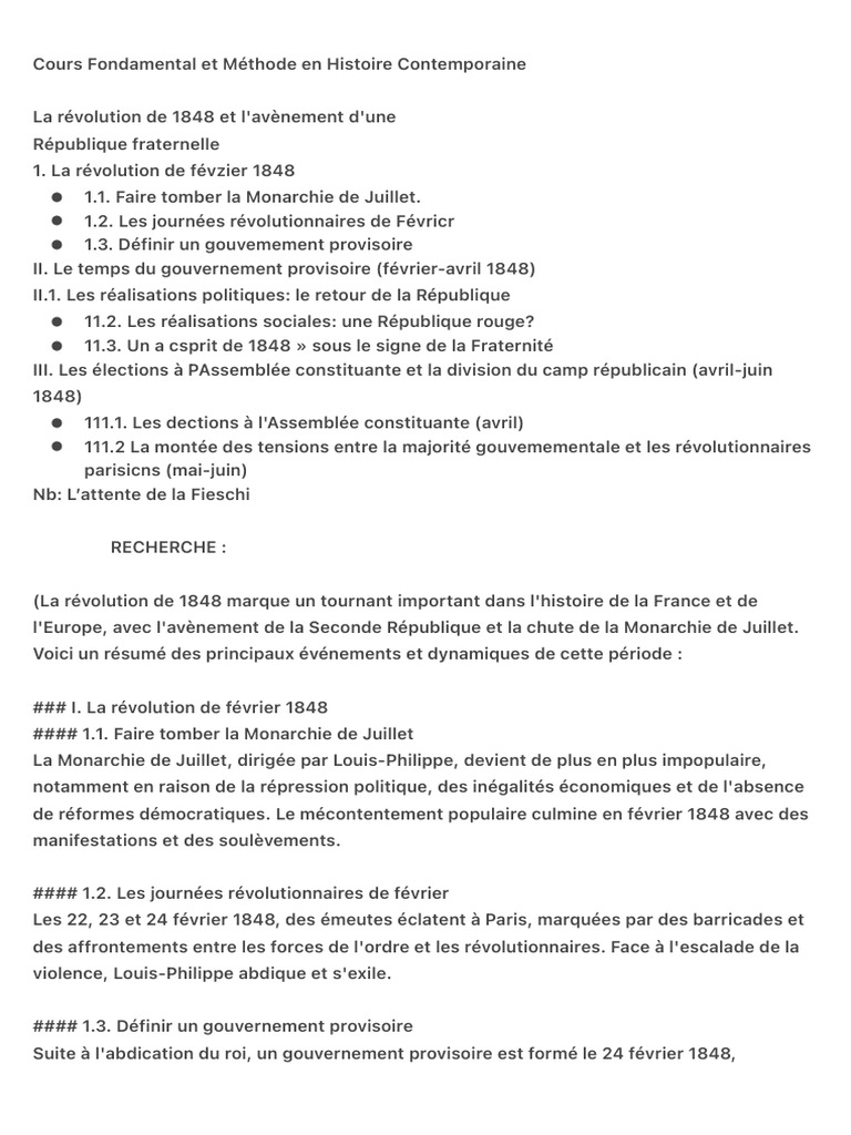 Cours Fondamental Et Méthode en Histoire Contemporaine | PDF