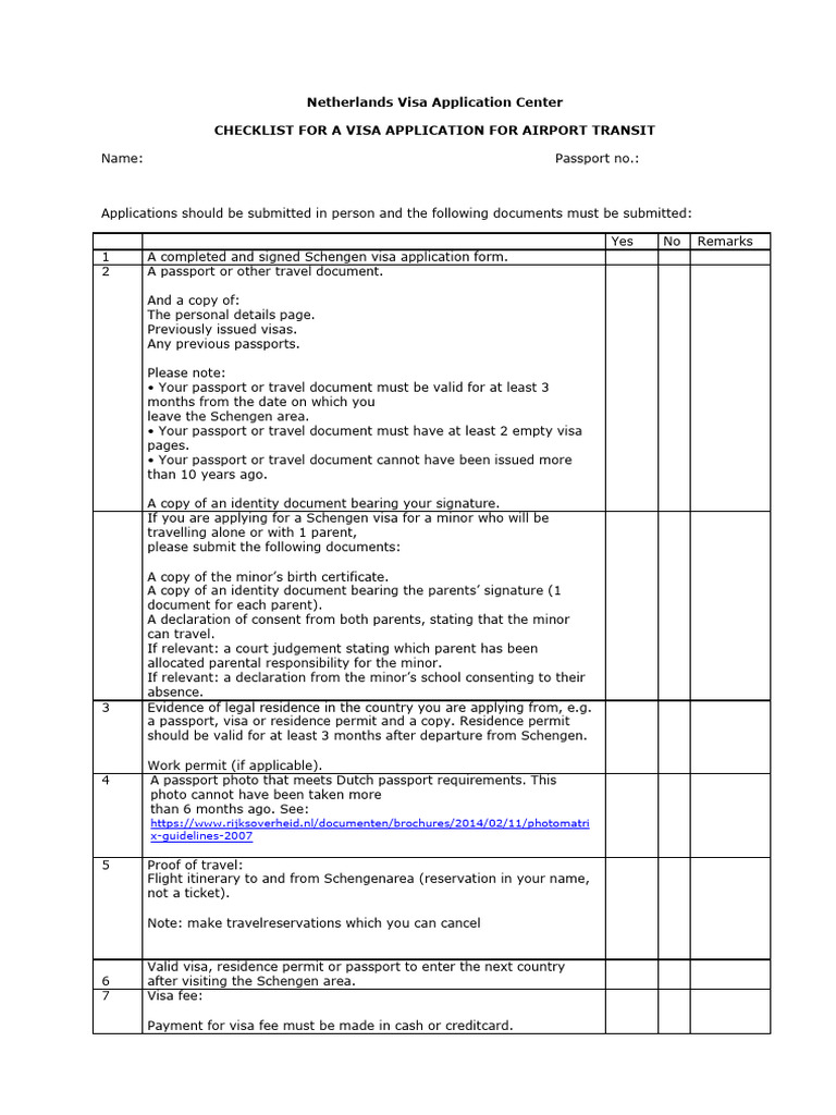 Airport Transit Check List A | PDF
