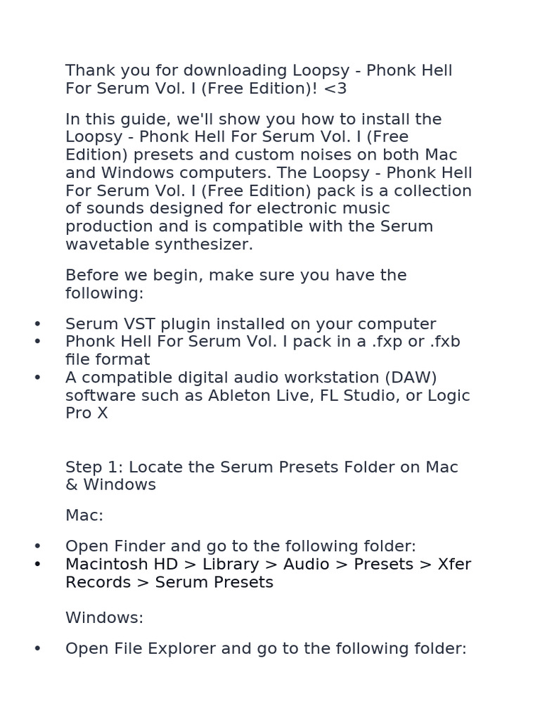 Installing Phonk Hell For Serum (Free Edition) On Mac & Windows | PDF ... Installing Phonk Hell For Serum (Free Edition) On Mac & Windows | PDF ...