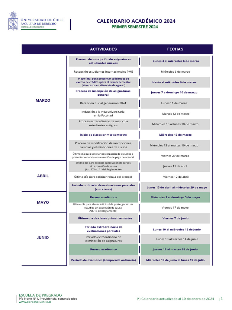 Calendario AcadÉ Mico 2024 | PDF