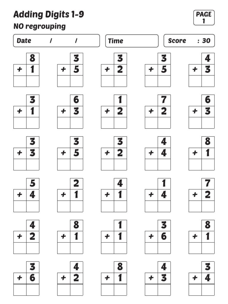 0-9 Single Digit Addition & Subtraction | PDF