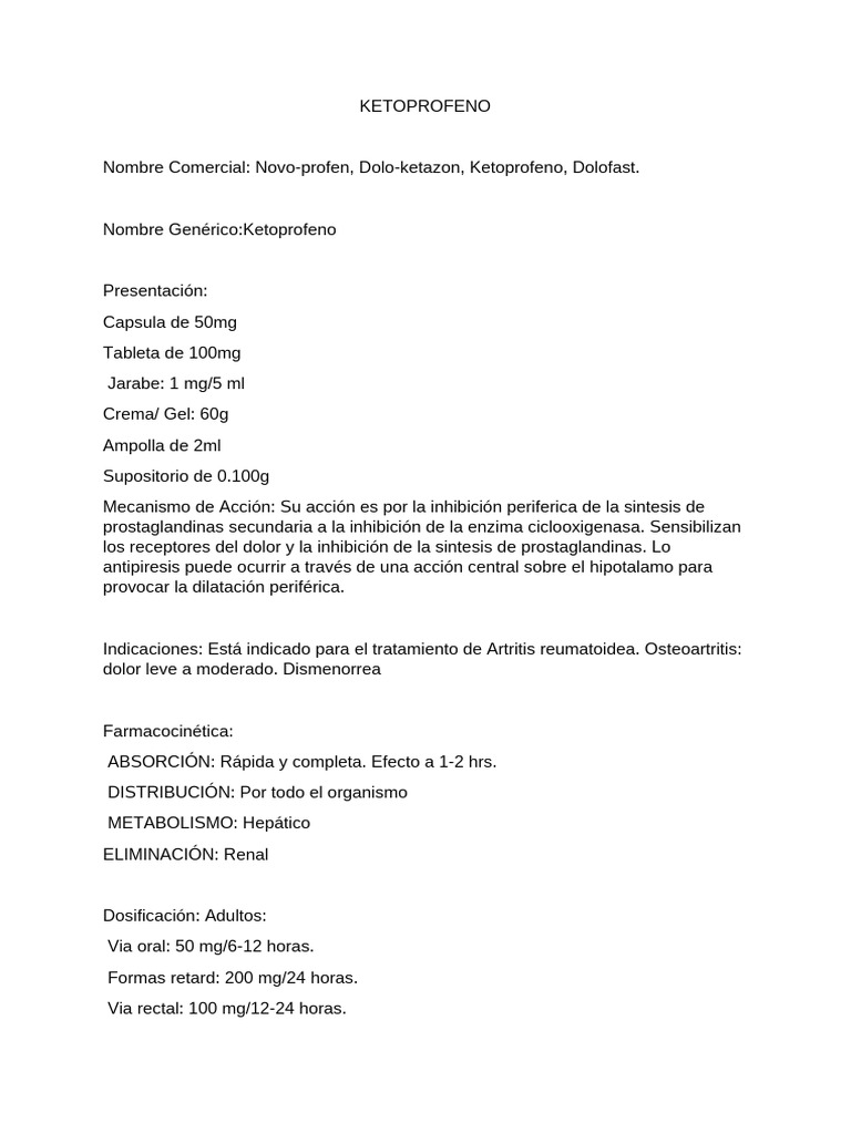 Ficha Ketoprofeno | PDF