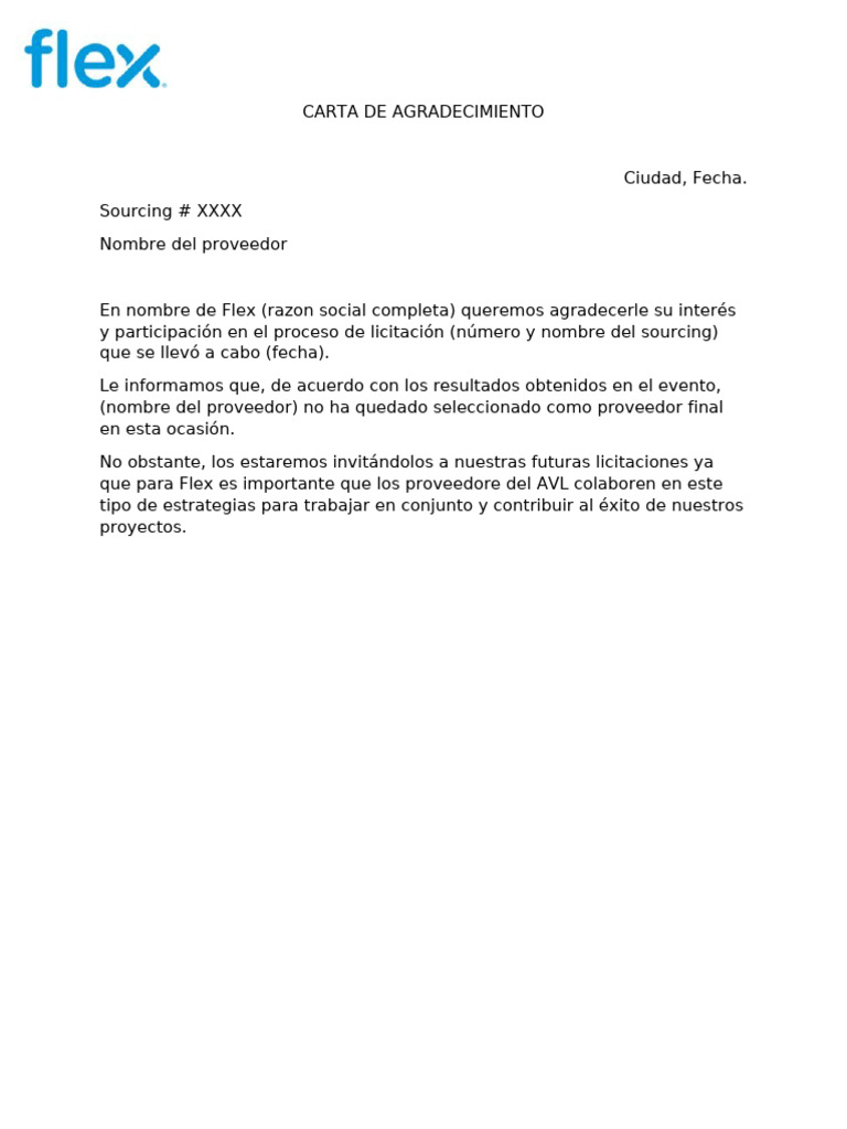 Carta de Agradecimiento | PDF