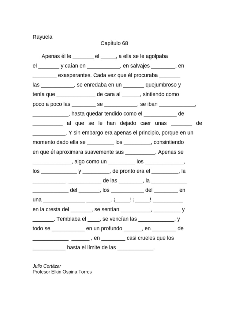 Rayuela 68 Ejercicio | PDF