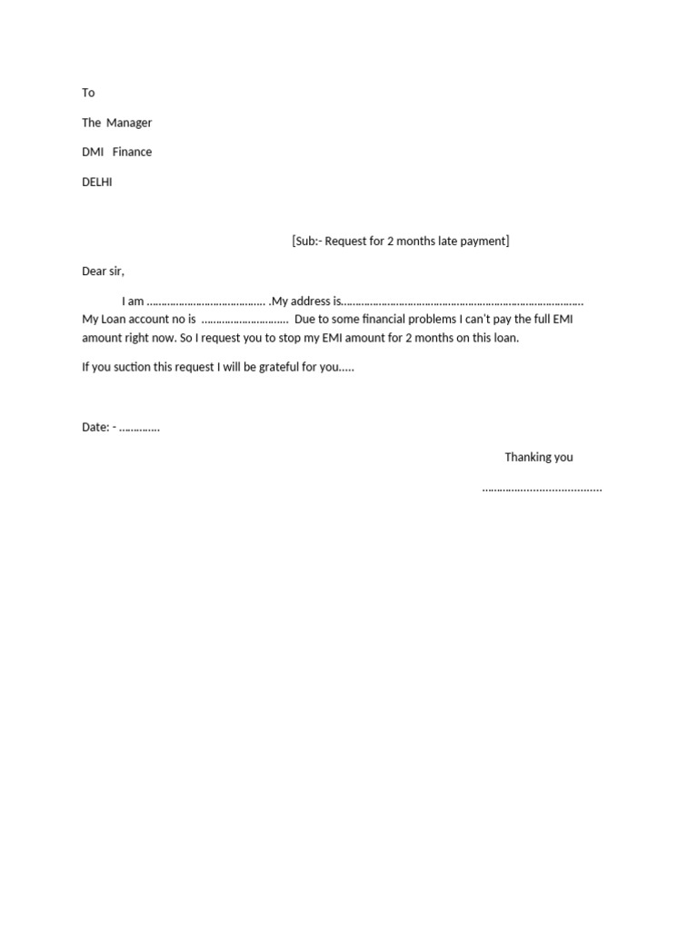 Request Letter DMI For Late Payment | PDF