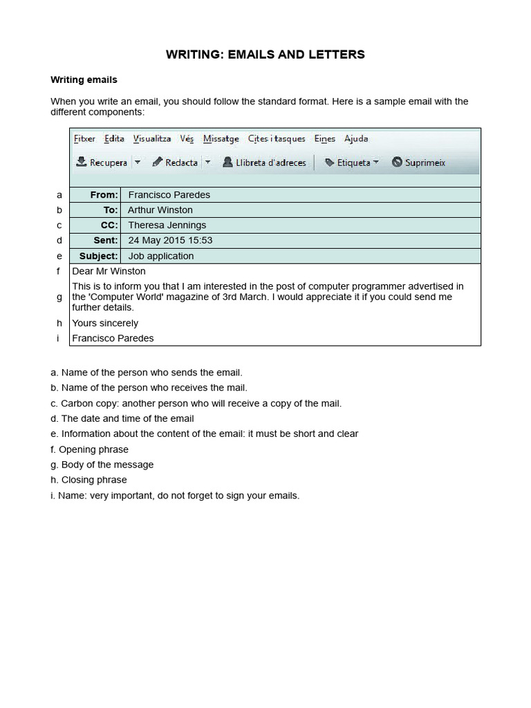 Writing Mails Letters | PDF