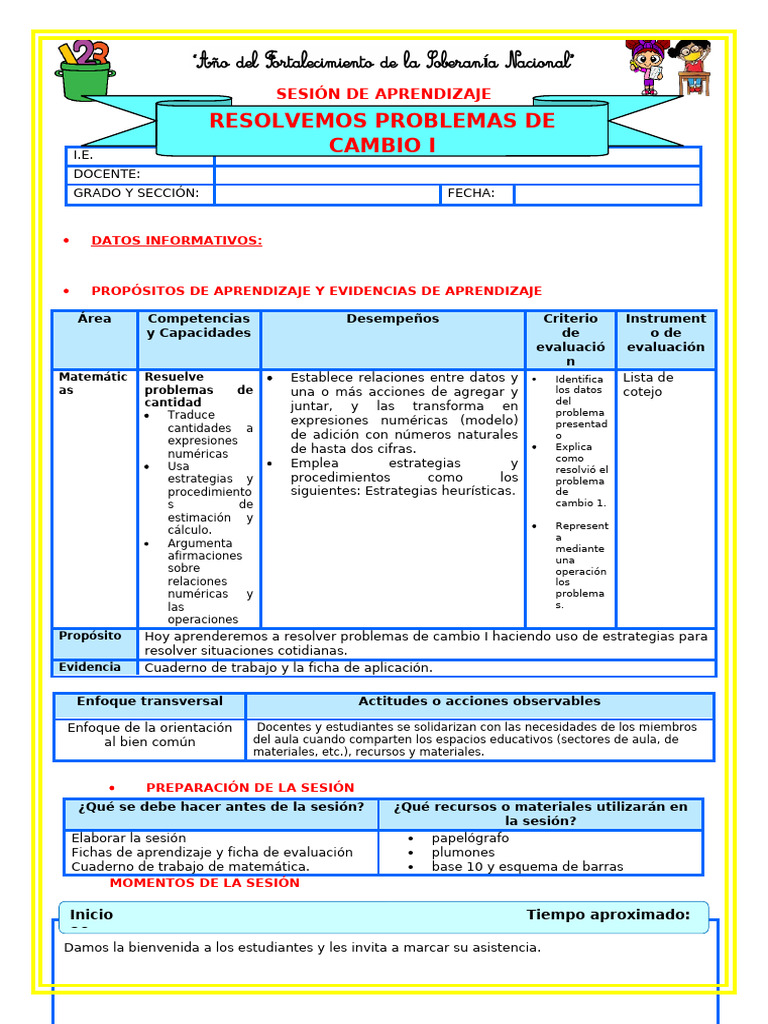 E9 s2 Sesion d2 Mat Resolvemos Problemas de Cambio 1 | PDF
