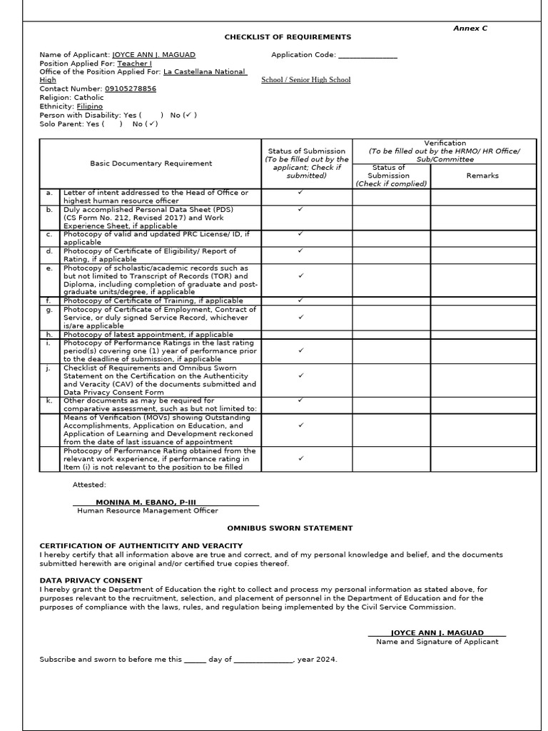 Final Application-Checklist-of-Requirement | PDF