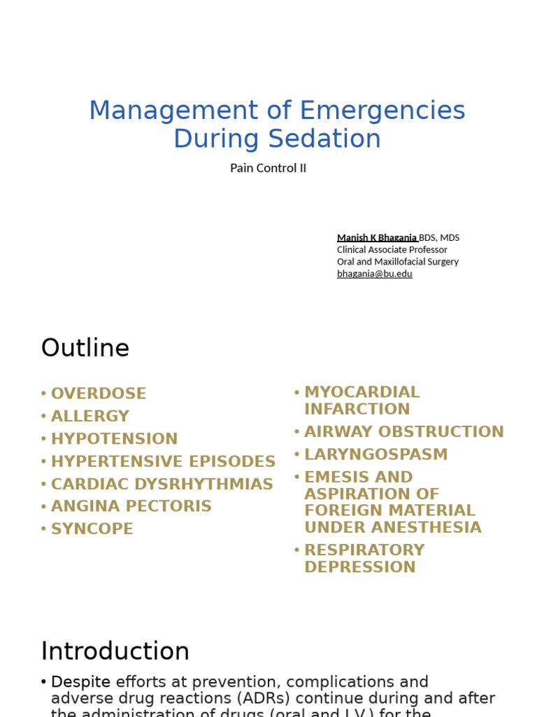 Medical Emergencies During Sedation | PDF