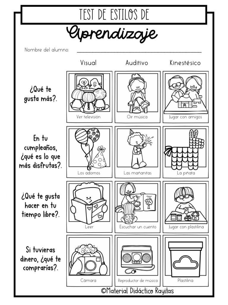 Test de Estilos de Aprendizaje 1er Grado | PDF
