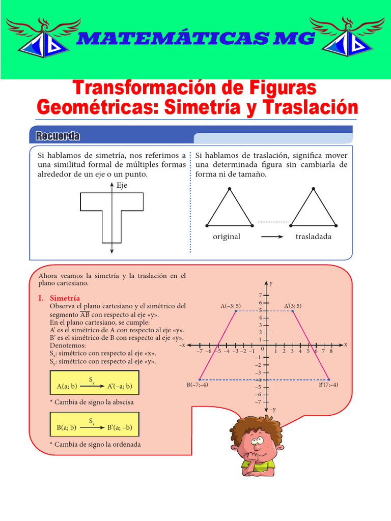 Simetría y Traslación de Figuras Geométricas para Quinto de Primaria | PDF