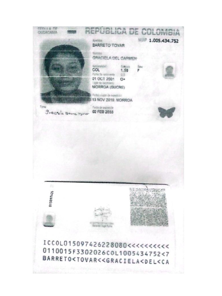 Cedula Graciela Del Carmen Barreto Tovar | PDF