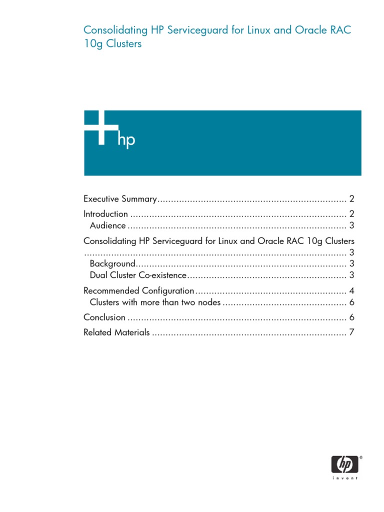Consolidating HP Serviceguard For Linux and Oracle RAC 10g Clusters | PDF | Oracle Database ...