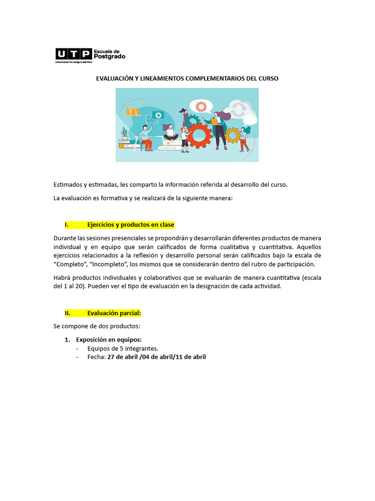 EVALUACIÓN DEL CURSO DE LIDERAZGO y LINEAMIENTOS COMPLEMENTARIOS | PDF