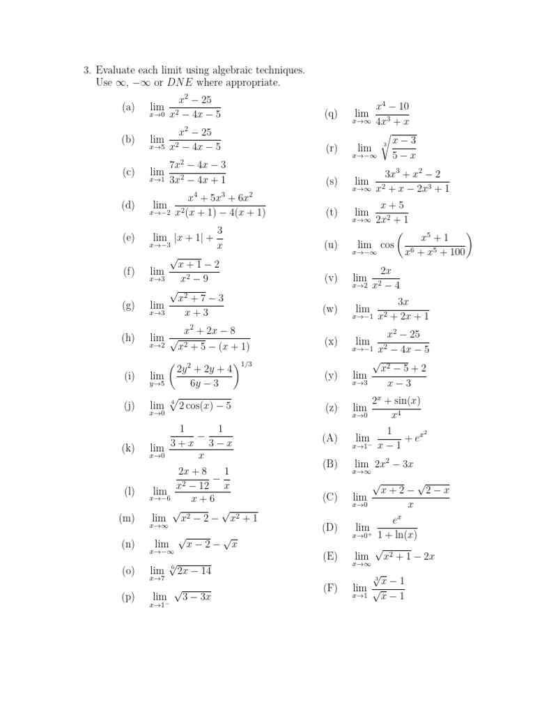 Limits Review - 3 | PDF