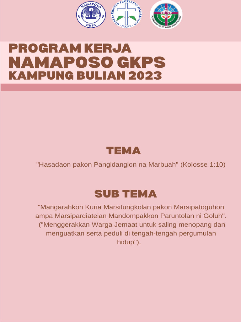 Program Kerja 2023 Namaposo GKPS Kampung Bulian | PDF