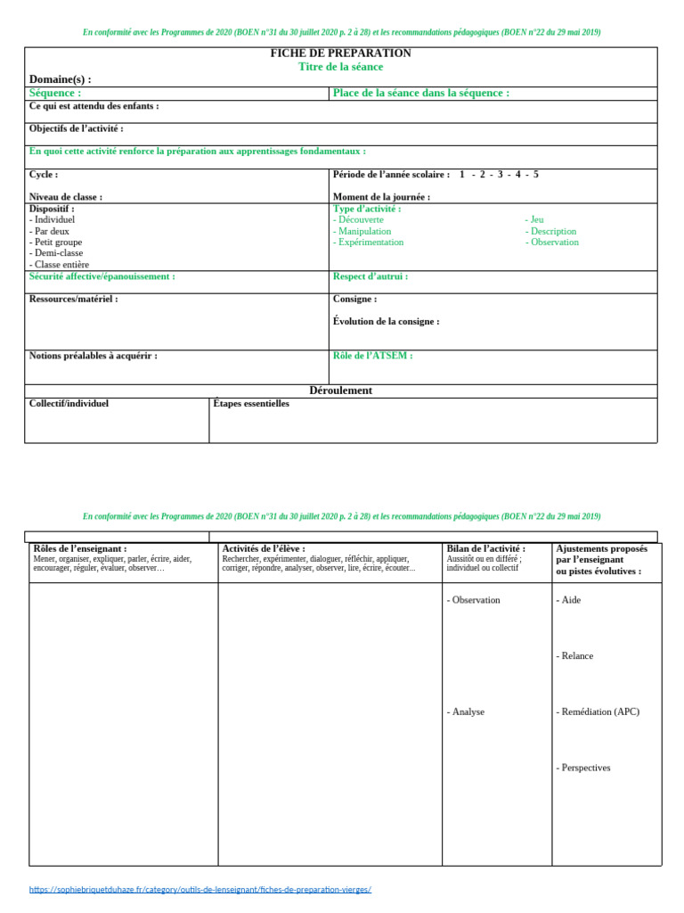 4 Fiche de Preparation Modele Vierge Cycle 1 Nceb04 Bis Programme ...
