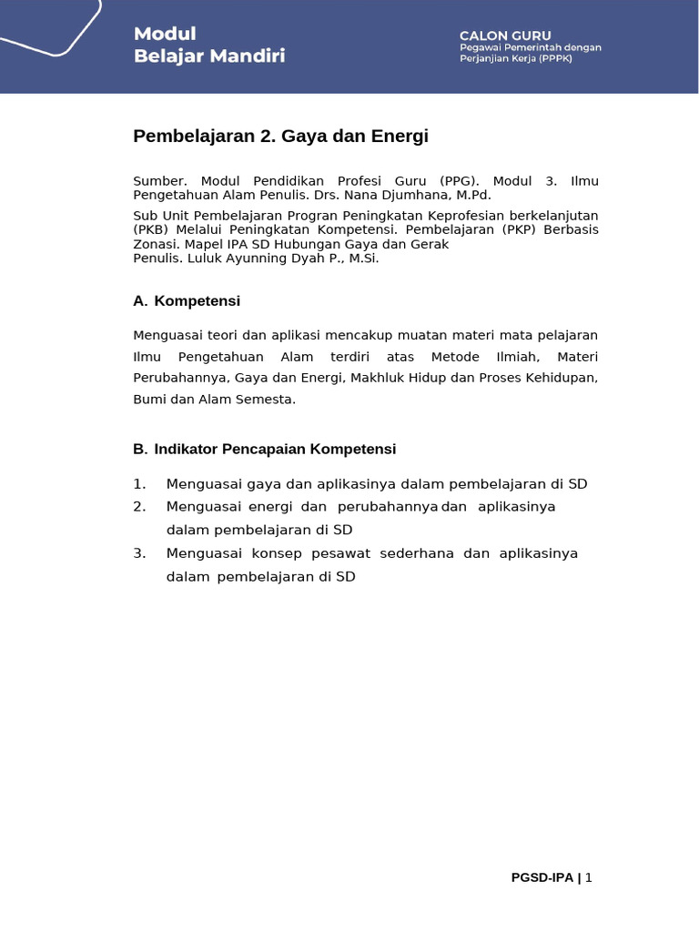 Modul Bahan Belajar - PGSD-IPA - 2021 Pembelajaran 2 | PDF