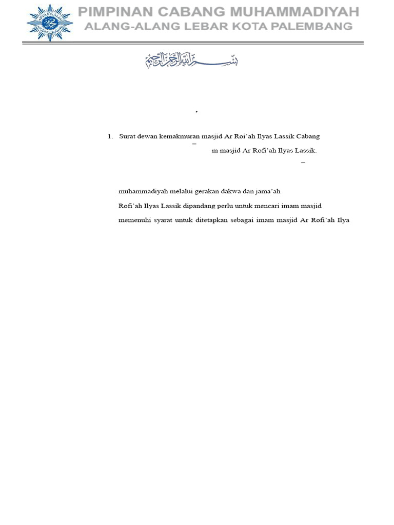 SK Imam Masjid Ar Rofi'ah Ilyas Lassik | PDF