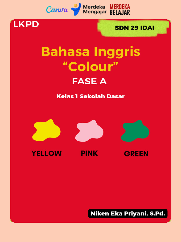 2838 LKPD Bahasa Inggris - Colour - Fase A Kelas 1 SD | PDF