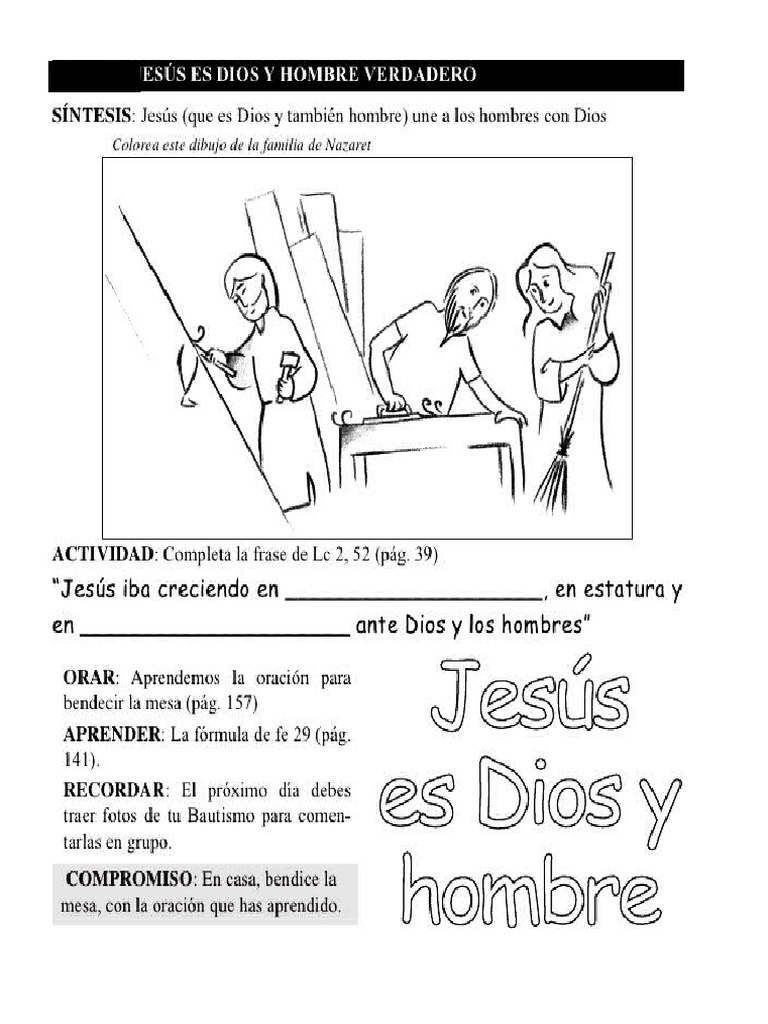 Ficha Tema 3 Jesucrito Verdadero Dios y Verdadero Hombre | PDF