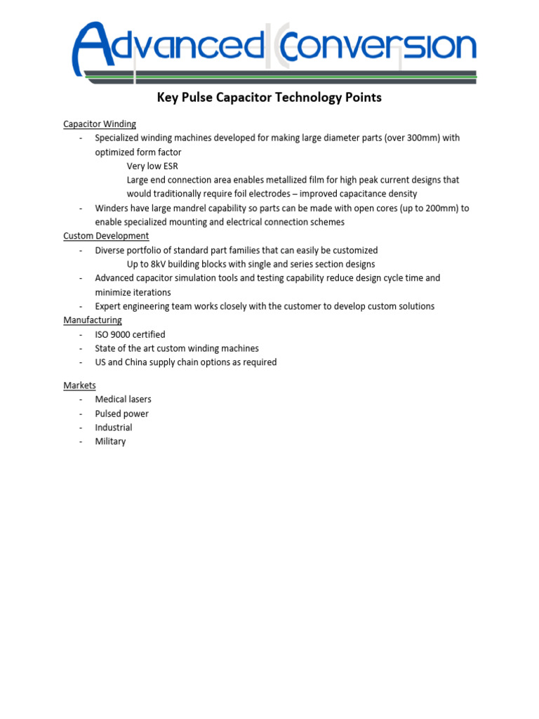 APCS Pulse Cap Key Technology Points Presentation Web | PDF