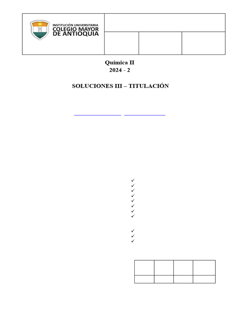 Infome de Laboratiro 3 - Soluciones III - Titulacion | PDF