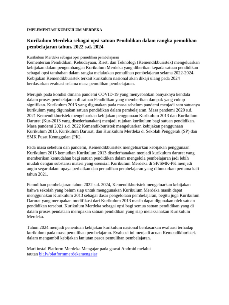 Implementasi Kurikulum Merdek1 | PDF
