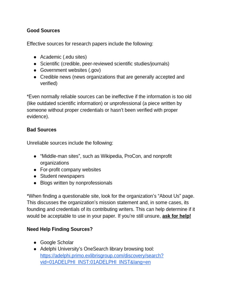 Good - Bad Sources | PDF