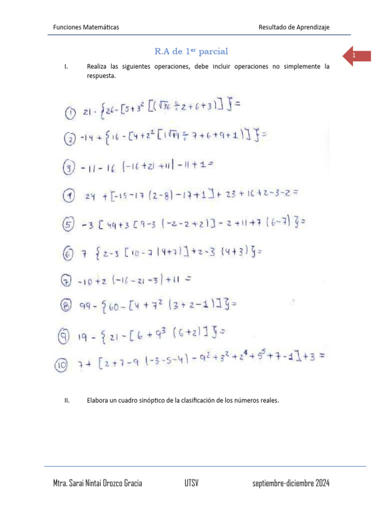Resultado de Aprendizaje de Primer Parcial de Funciones Matem-Ticas | PDF | Números | Número ...