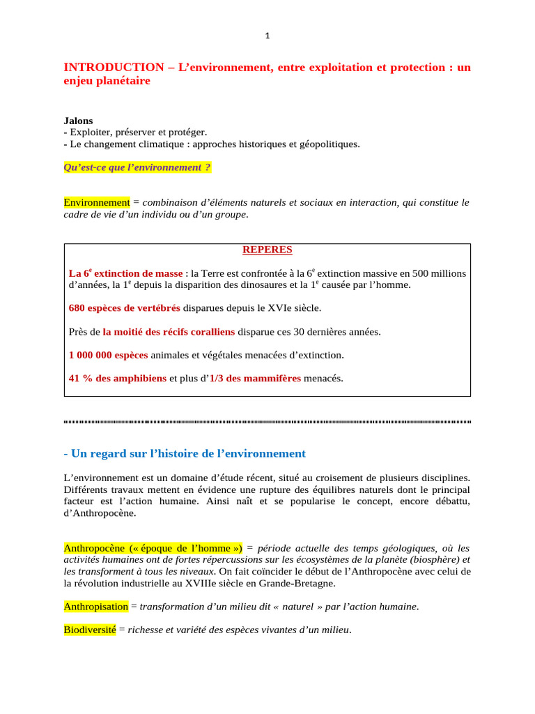 1-Introduction - FICHE ELEVES | PDF